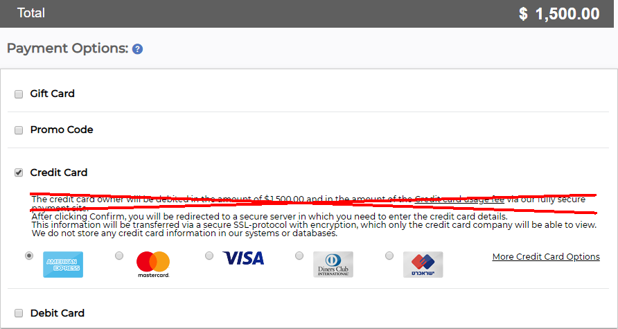 Setup - Website Definitions - Payment Options